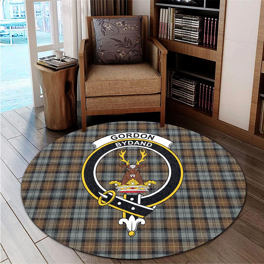 Gordon Weathered Tartan Classic Crest Round Carpet | Celticprime.com ...