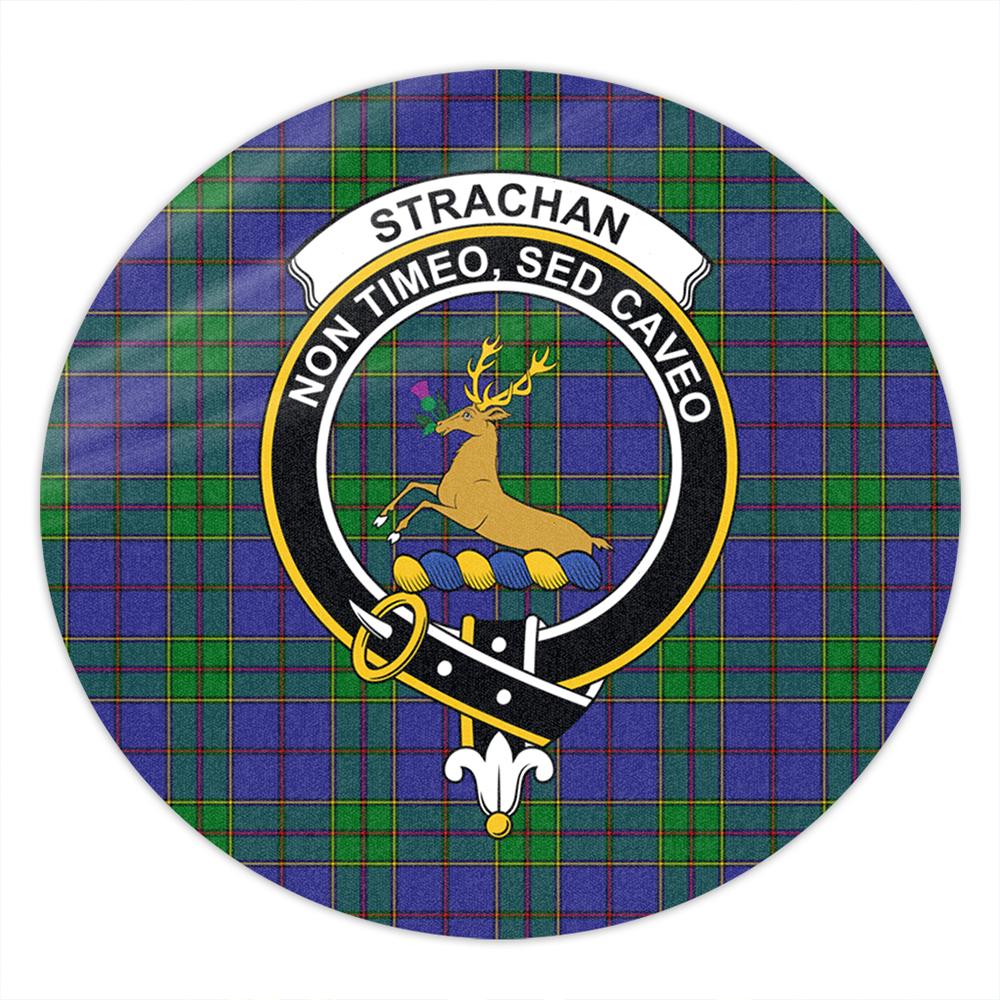 Strachan Tartan Classic Crest Round Carpet | Celticprime.com – celticprime