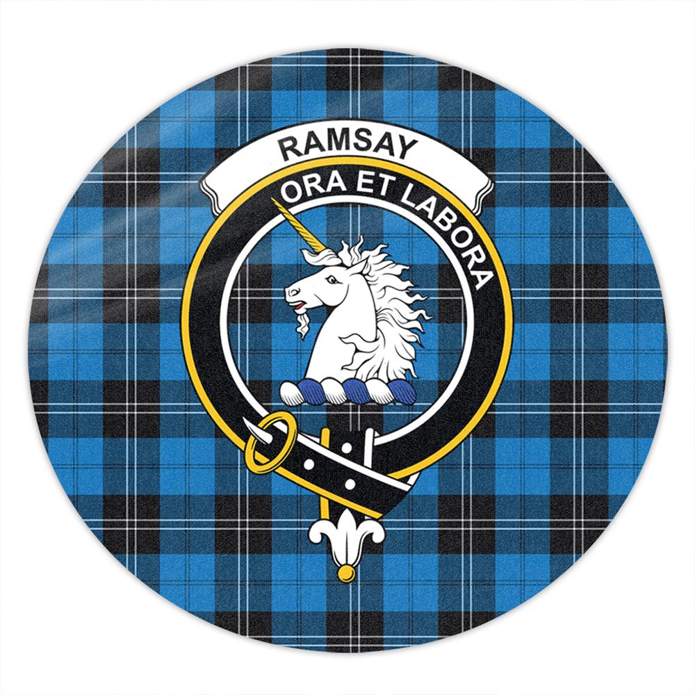 Ramsay Blue Ancient Tartan Classic Crest Round Carpet | Celticprime.com ...