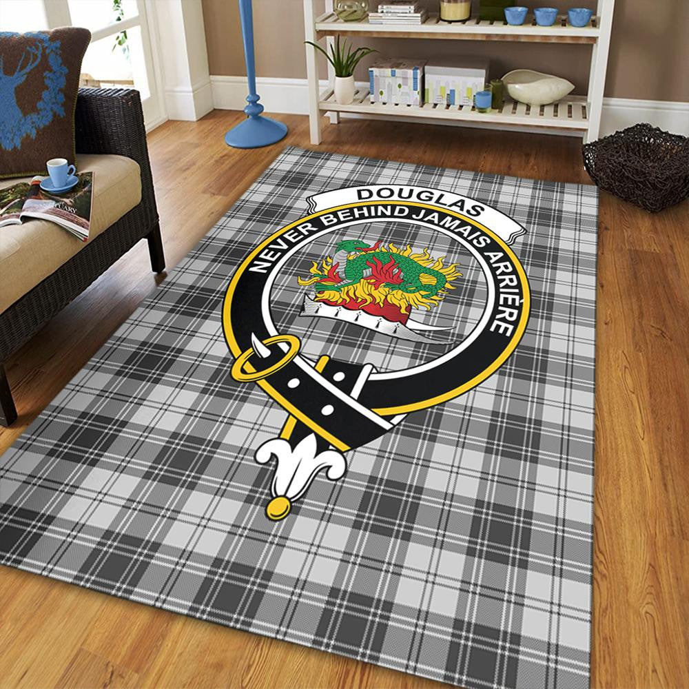 Douglas Grey Modern Tartan Crest Area Rug | Celticprime.com – celticprime