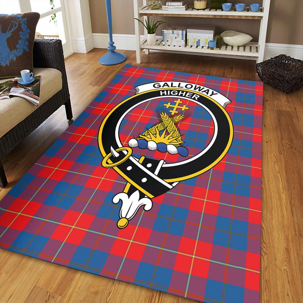 Galloway Red Tartan Crest Area Rug | Celticprime.com – celticprime