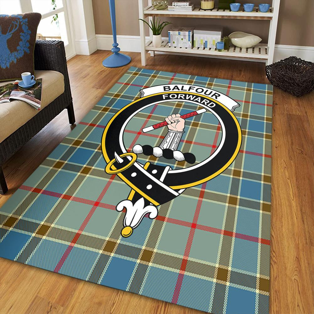 Balfour Blue Tartan Crest Area Rug | Celticprime.com – celticprime