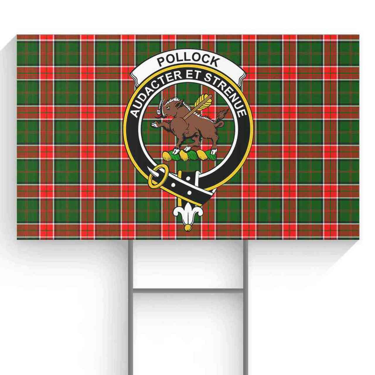Pollock Tartan Classic Crest Yard Sign | Celticprime.com – celticprime