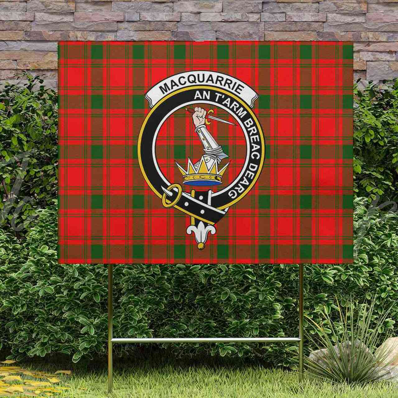 MacQuarrie Tartan Classic Crest Yard Sign | Celticprime.com – celticprime