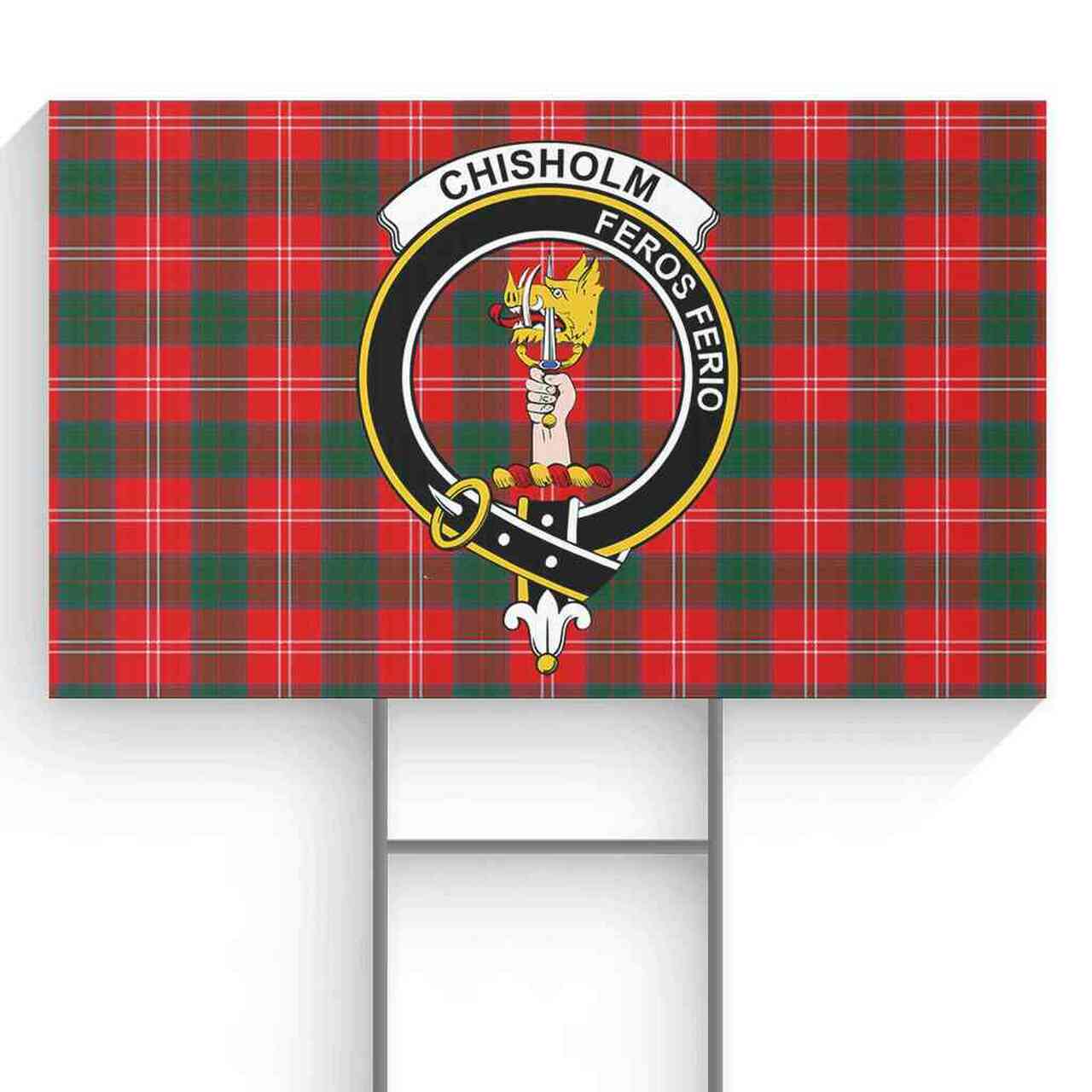 Chisholm Tartan Classic Crest Yard Sign | Celticprime.com – celticprime