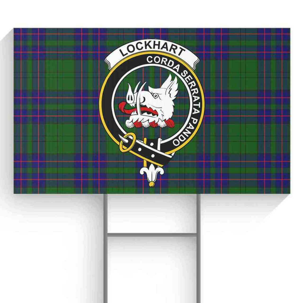 Lockhart Tartan Classic Crest Yard Sign | Celticprime.com – celticprime