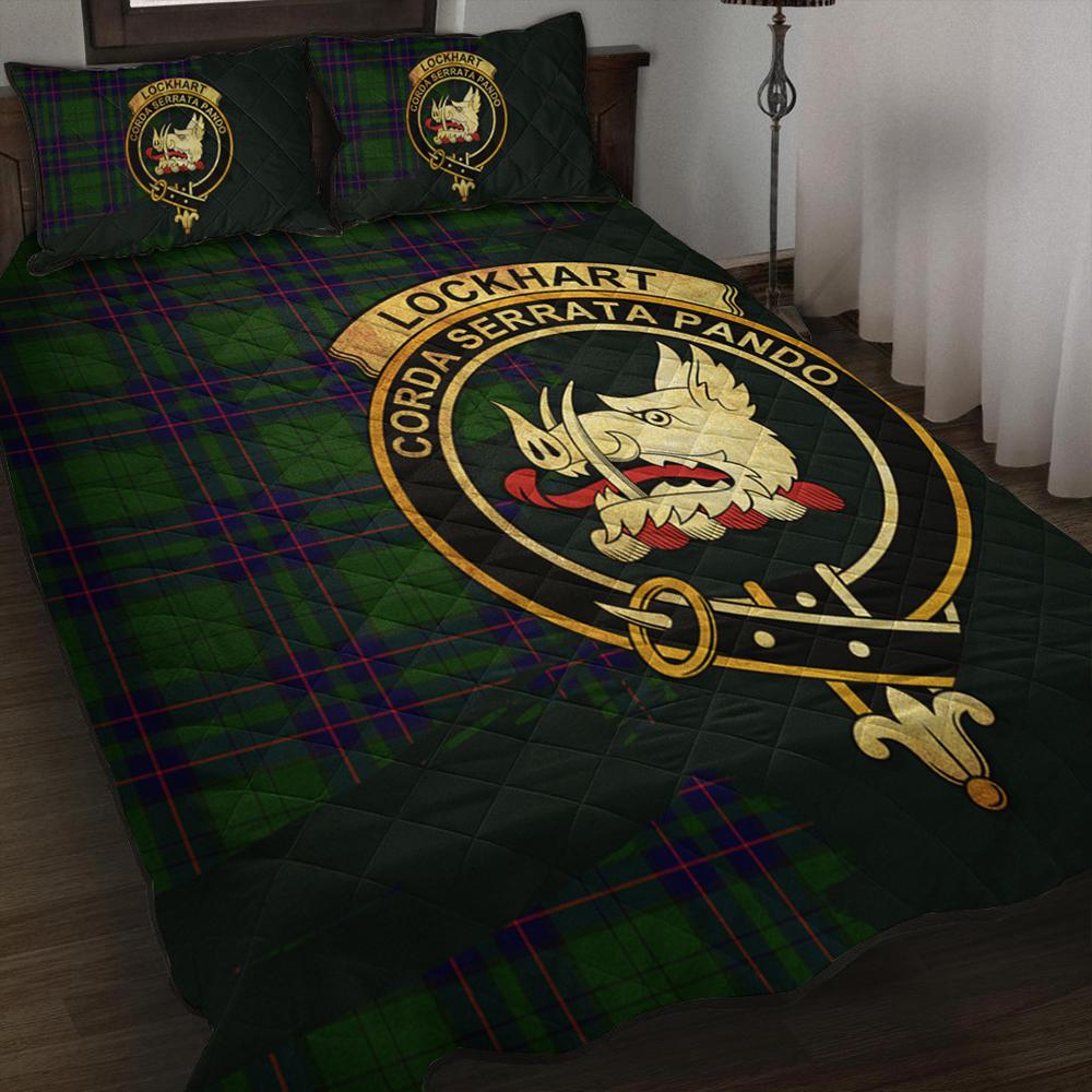 Lockhart Tartan Crest Quilt Bed Set Oldest Style | Celticprime.com – celticprime