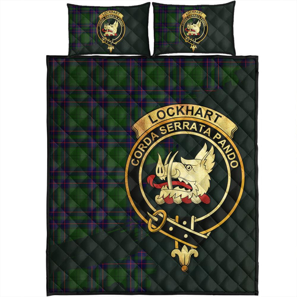 Lockhart Tartan Crest Quilt Bed Set Oldest Style | Celticprime.com – celticprime