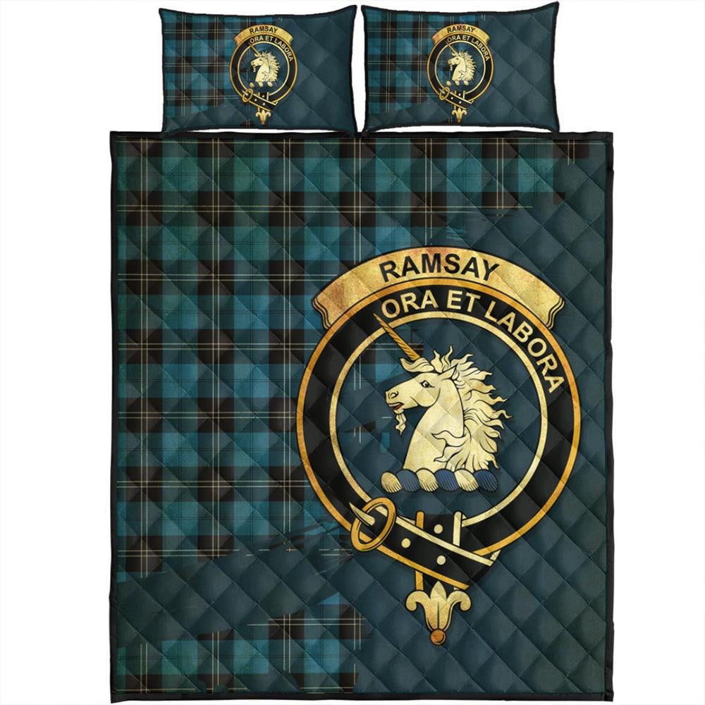 Ramsay Blue Ancient Tartan Crest Quilt Bed Set Oldest Style ...