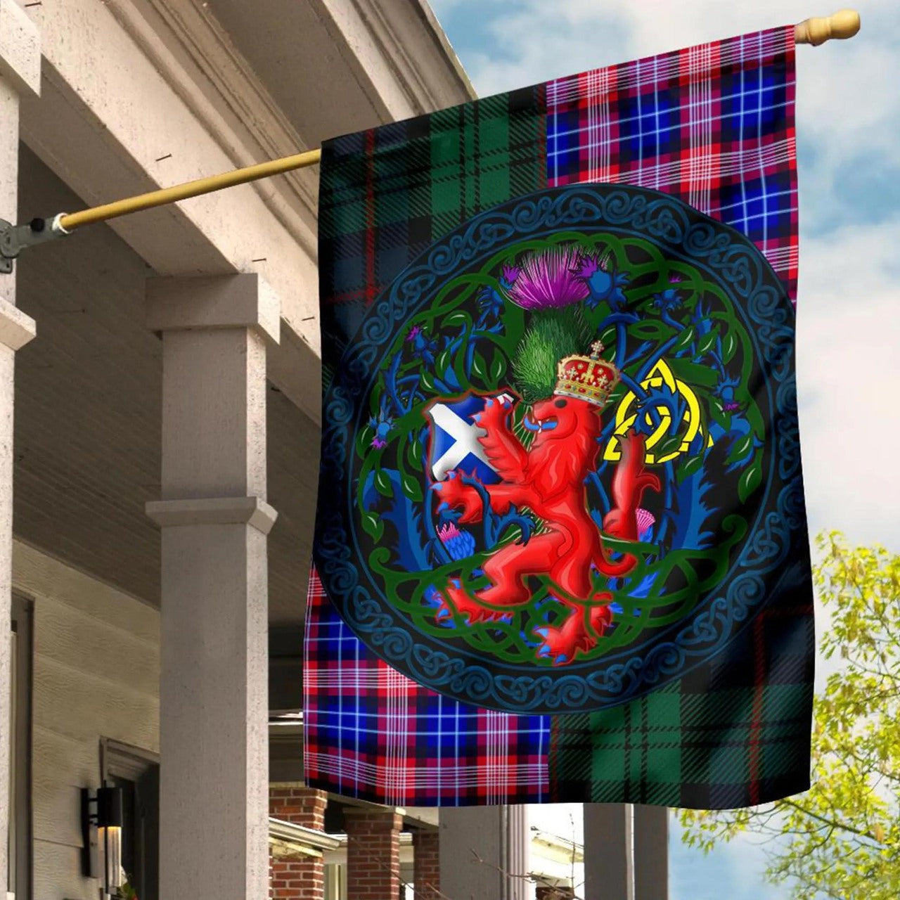 Scotland Rampant Lion with Thistle Flag Tartan Version | Celticprime ...