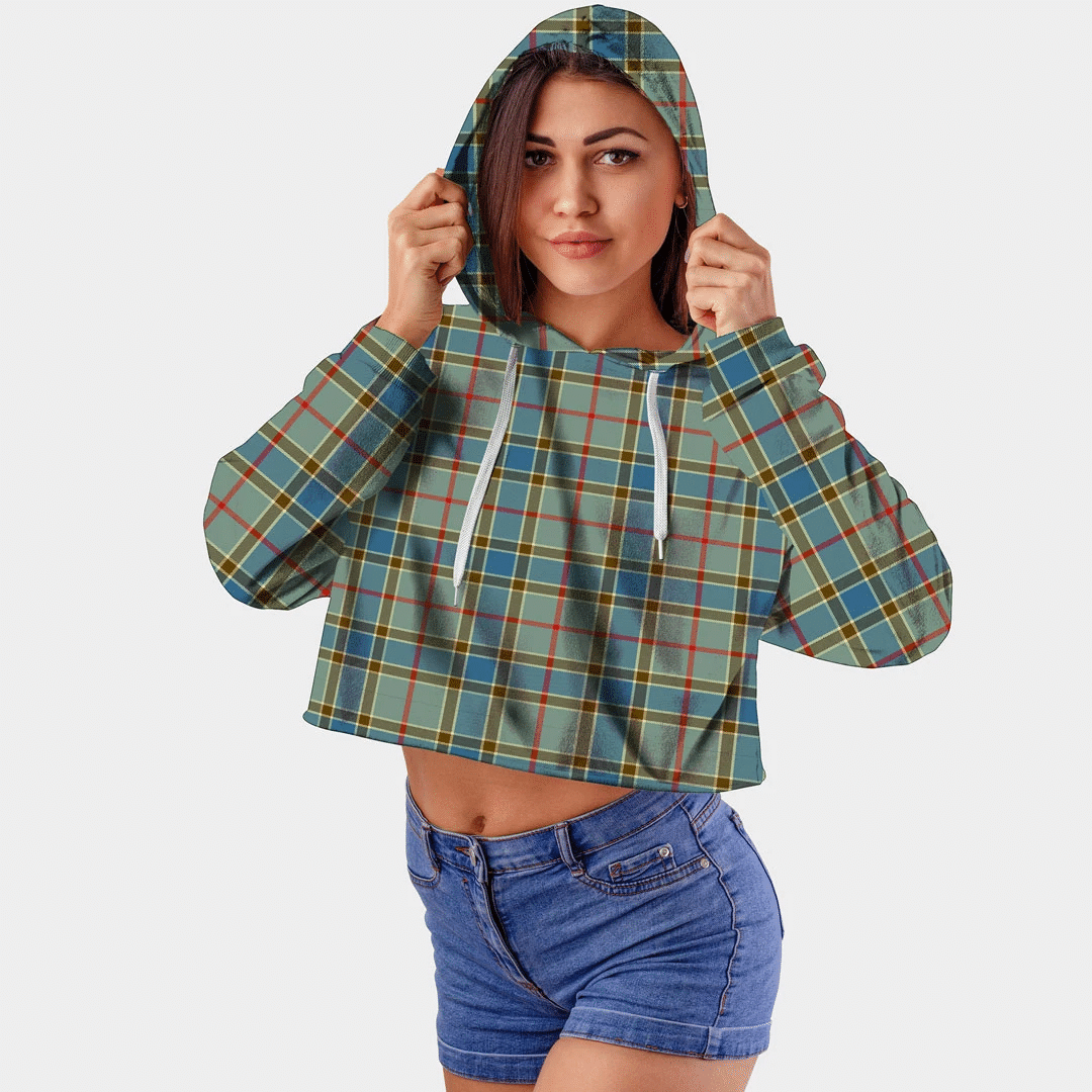 Balfour Blue Tartan Crop Top Hoodie | Celticprime.com – celticprime