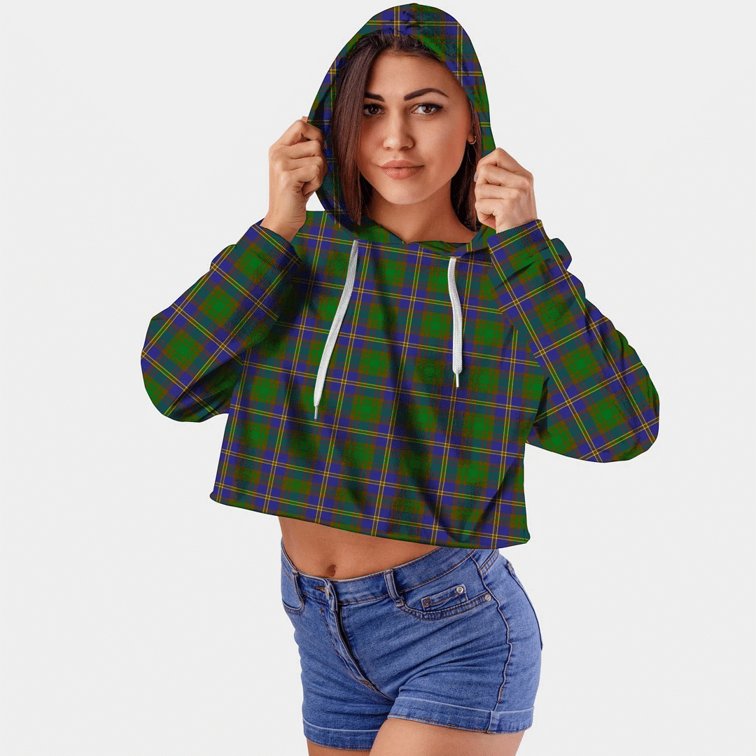 Strange of Balkaskie Tartan Crop Top Hoodie | Celticprime.com – celticprime
