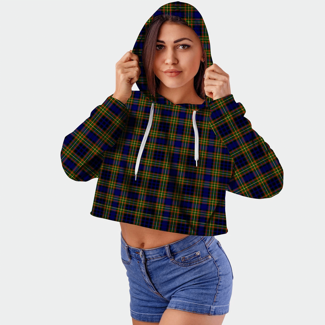 Clelland Modern Tartan Crop Top Hoodie | Celticprime.com – celticprime