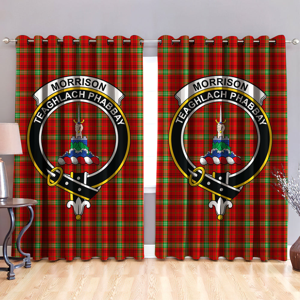 Morrison Red Modern Clan Badge Tartan Classic Window Curtain ...