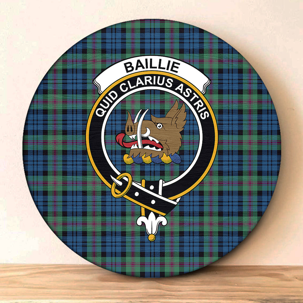 Baillie Ancient Tartan Classic Crest Round Wooden Sign | Celticprime ...
