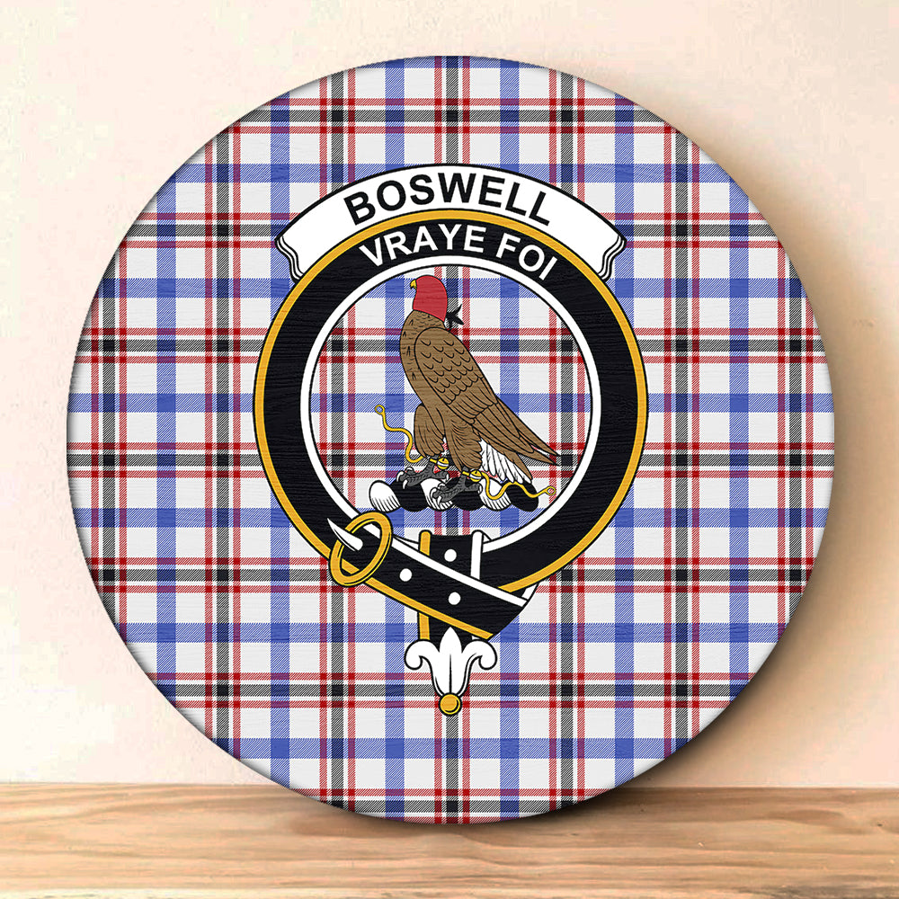 Boswell Modern Tartan Classic Crest Round Wooden Sign | Celticprime.com ...