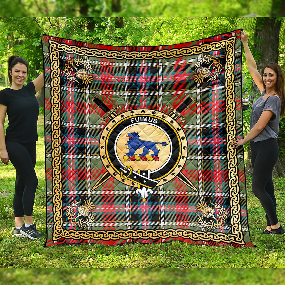 Bruce of Kinnaird Ancient Clan Badge Tartan Premium Quilt Celtic Shield | Celticprime.com ...
