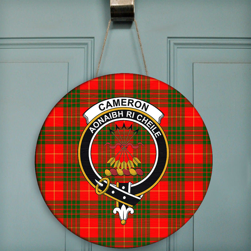 Cameron Modern Tartan Classic Crest Round Wooden Sign | Celticprime.com ...