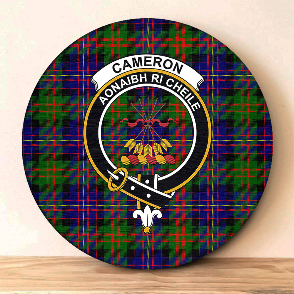 Cameron of Erracht Modern Tartan Classic Crest Round Wooden Sign ...