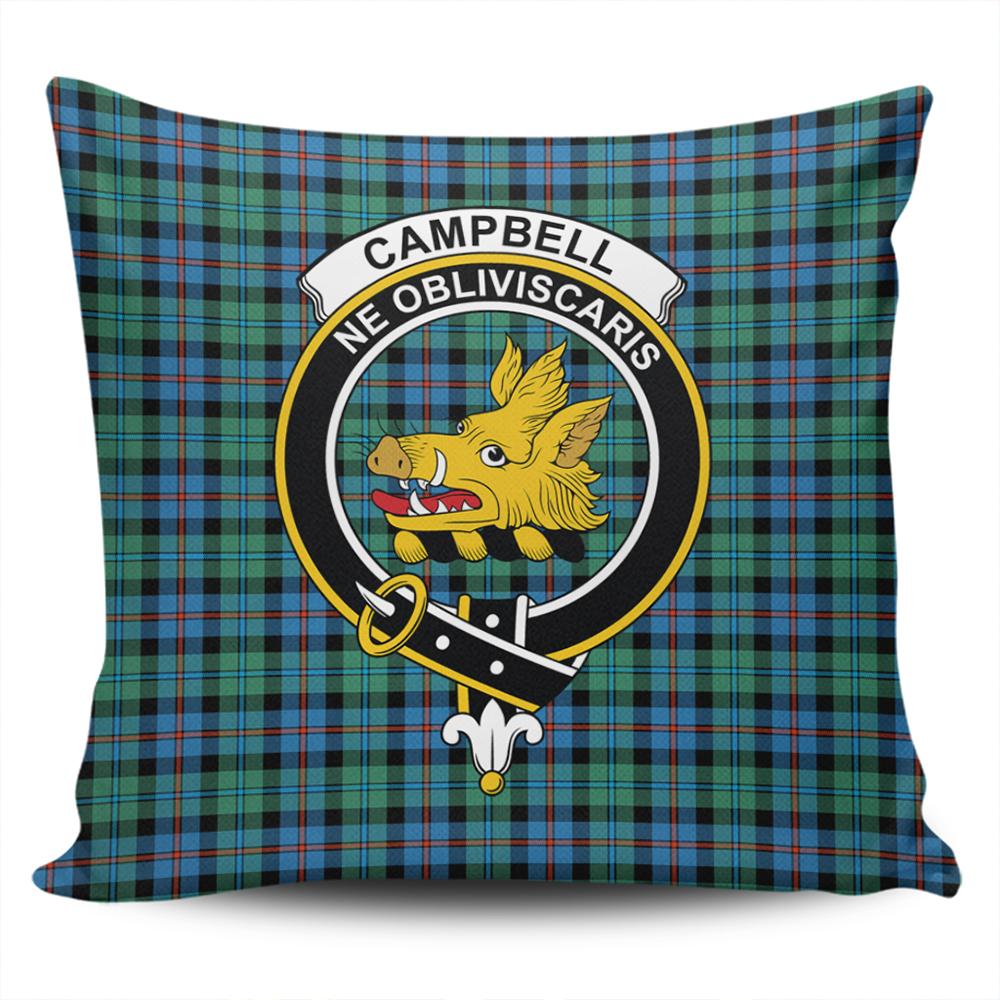 Campbell of Cawdor Ancient Tartan Classic Crest Pillow Cover | Celticprime.com – celticprime