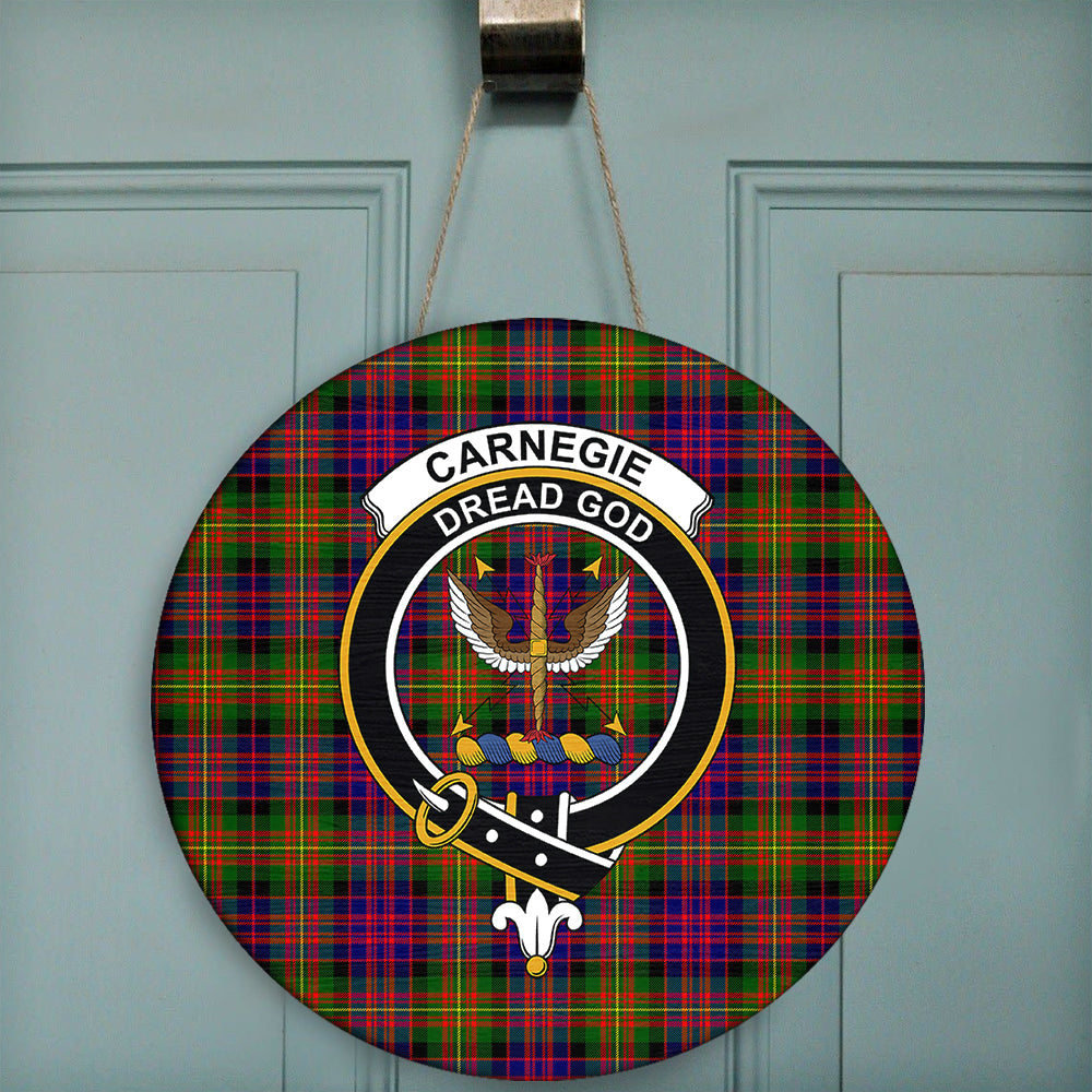 Carnegie Modern Tartan Classic Crest Round Wooden Sign | Celticprime ...