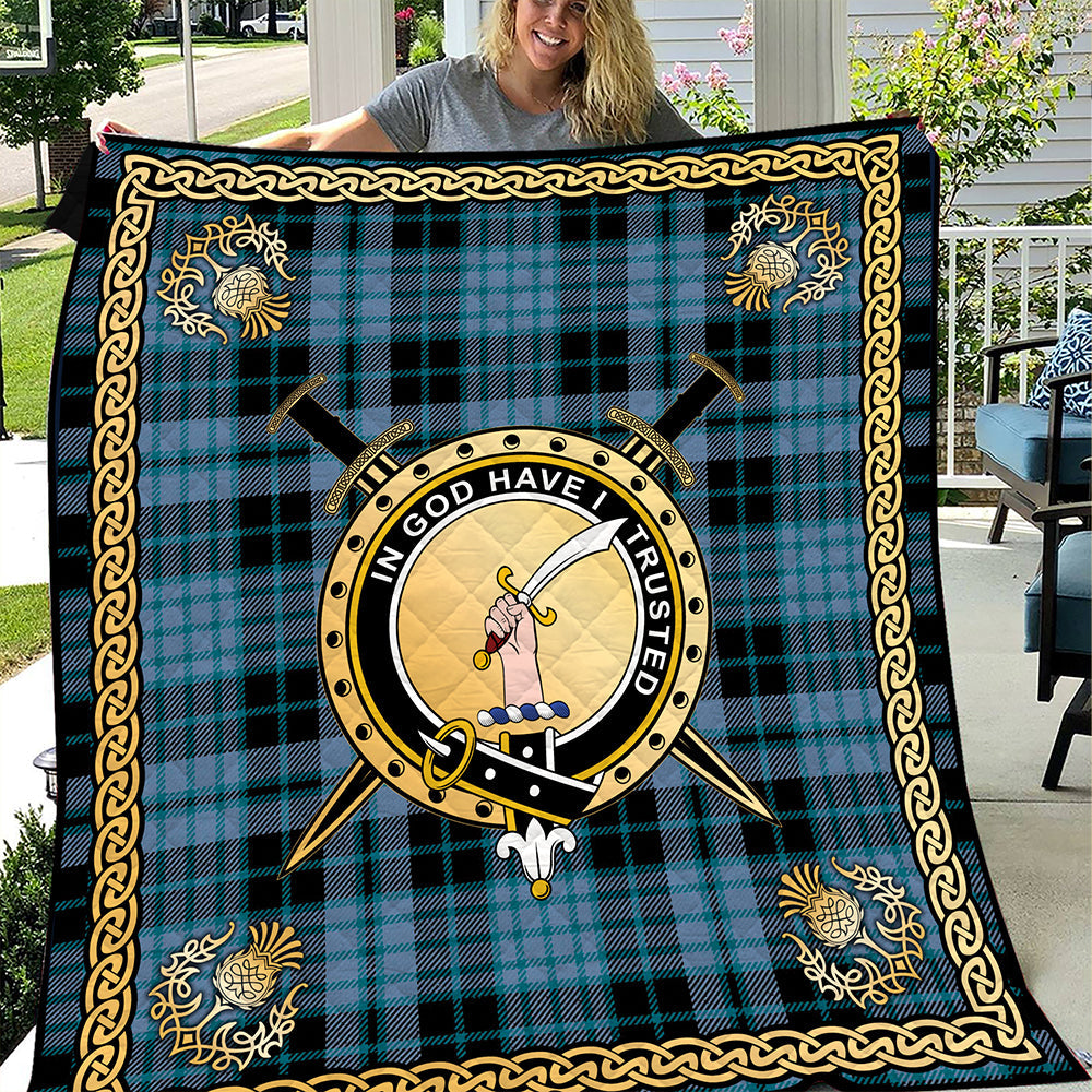 Clark (Clergy) Ancient Clan Badge Tartan Premium Quilt Celtic Shield | Celticprime.com – celticprime