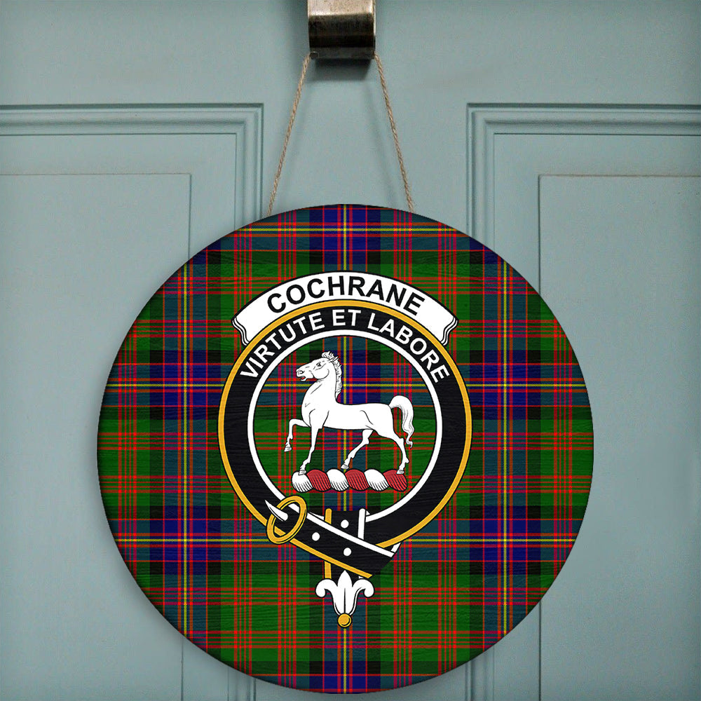 Cochrane Modern Tartan Classic Crest Round Wooden Sign | Celticprime ...