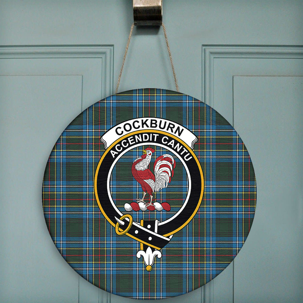 Cockburn Modern Tartan Classic Crest Round Wooden Sign | Celticprime ...