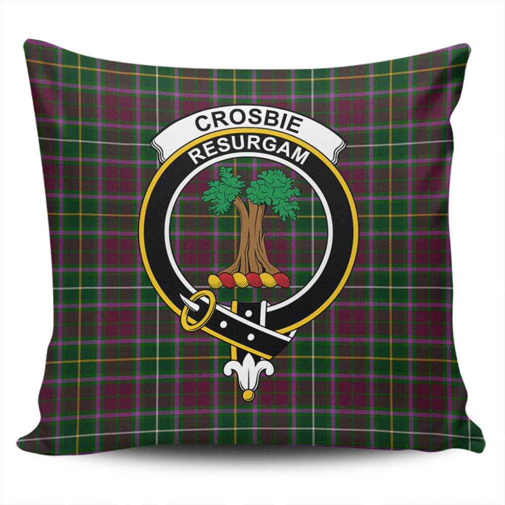 Crosbie Tartan Classic Crest Pillow Cover | Celticprime.com – celticprime