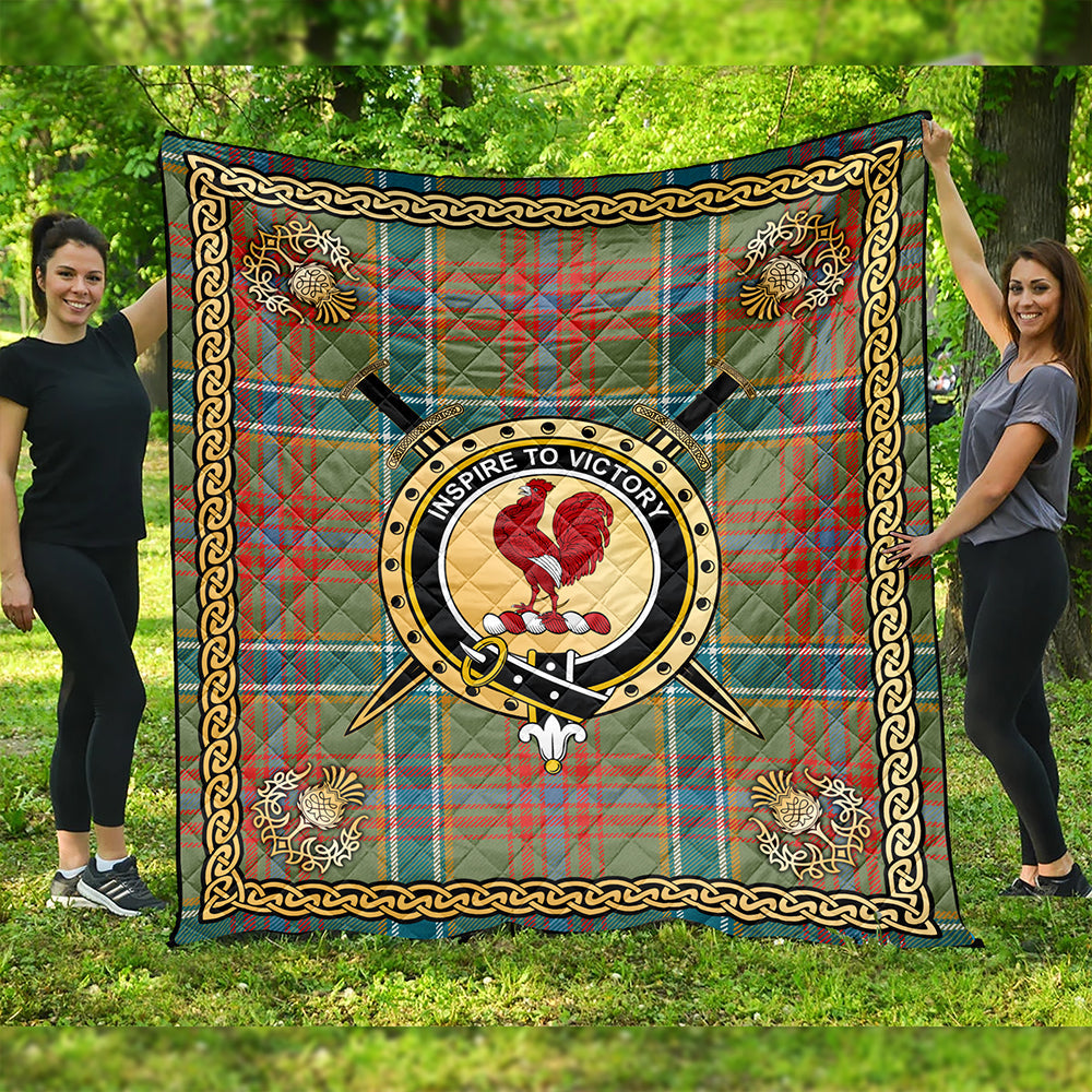 Currie of Arran Ancient Clan Badge Tartan Premium Quilt Celtic Shield ...
