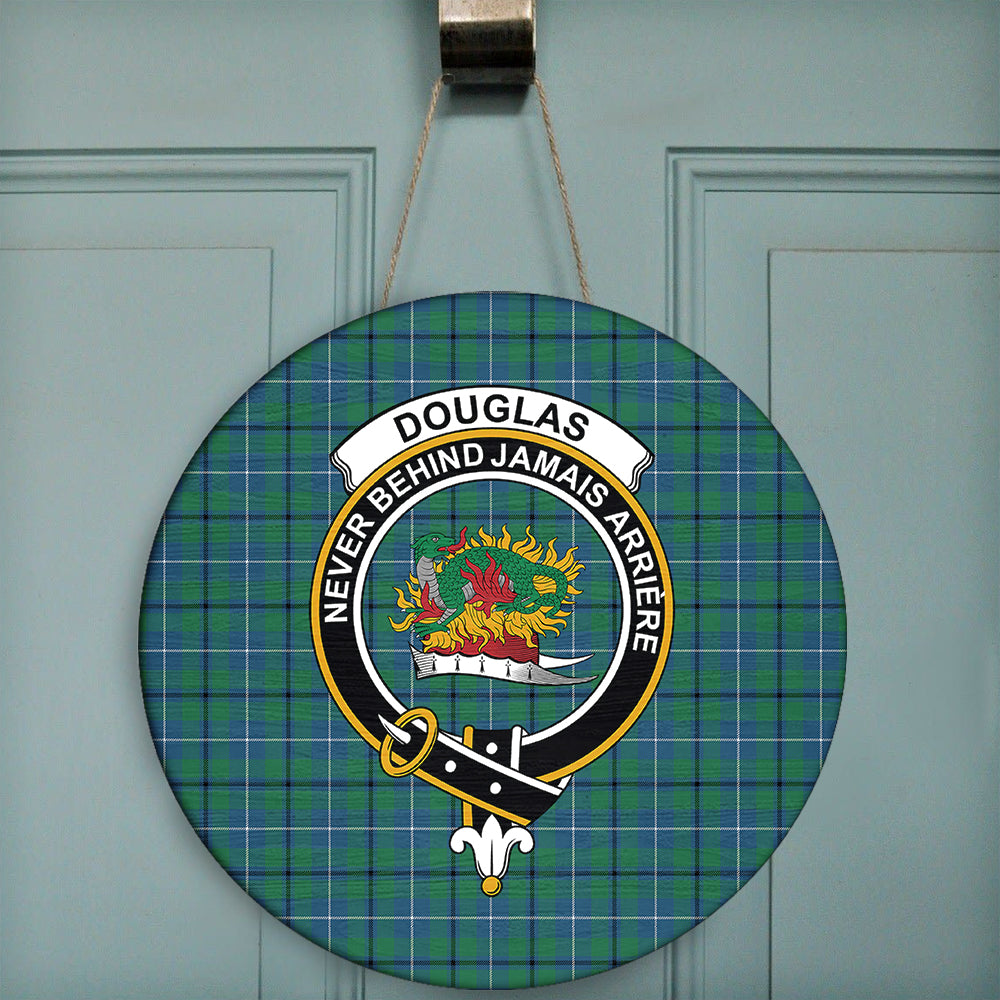 Douglas Ancient Tartan Classic Crest Round Wooden Sign | Celticprime ...