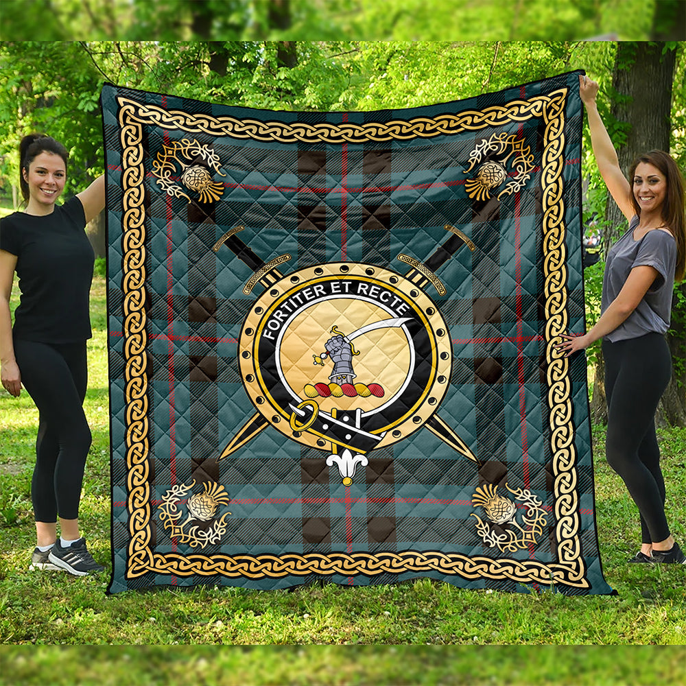 Elliot (Ellot) Weathered Clan Badge Tartan Premium Quilt Celtic Shield ...