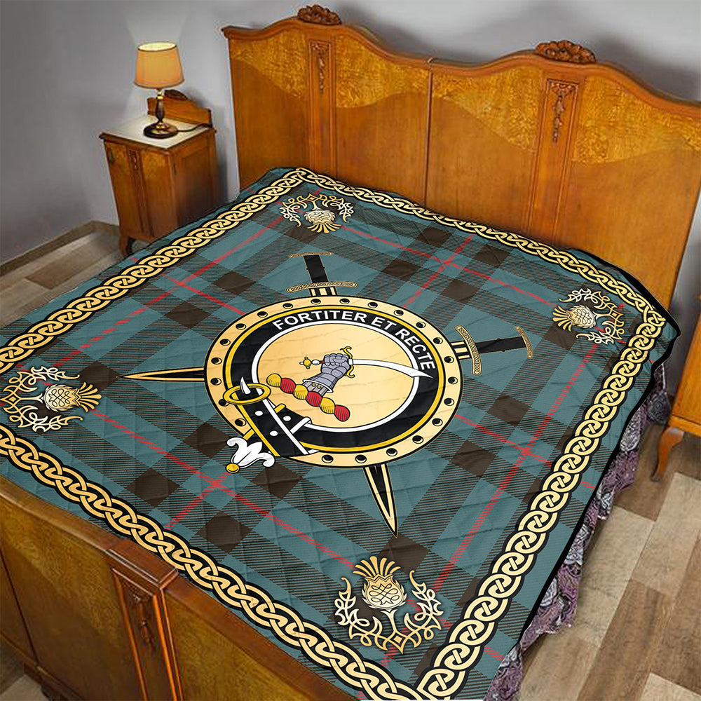 Elliot (Ellot) Weathered Clan Badge Tartan Premium Quilt Celtic Shield ...