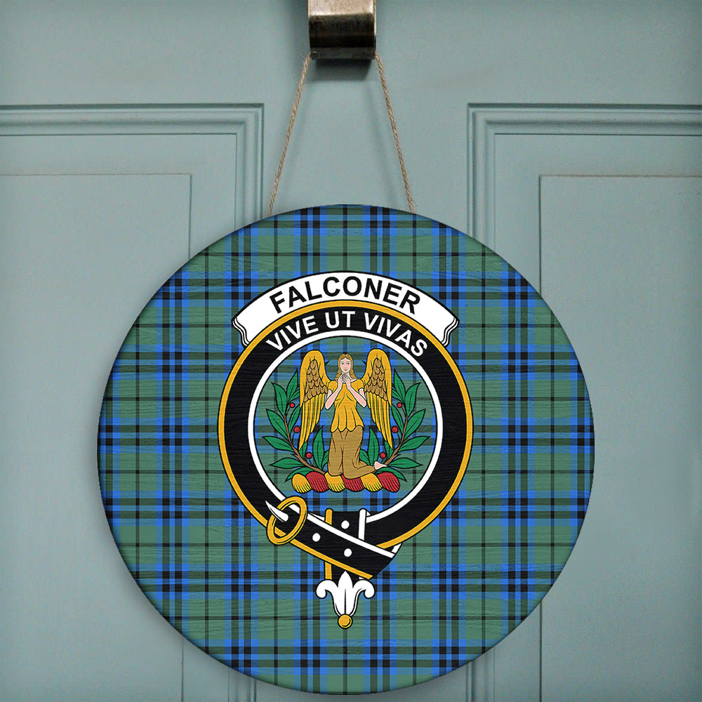 Falconer Tartan Classic Crest Round Wooden Sign | Celticprime.com ...