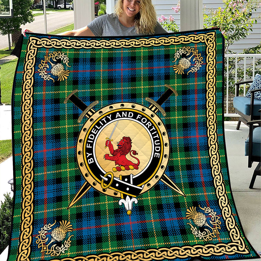 Farquharson Ancient Clan Badge Tartan Premium Quilt Celtic Shield | Celticprime.com – celticprime
