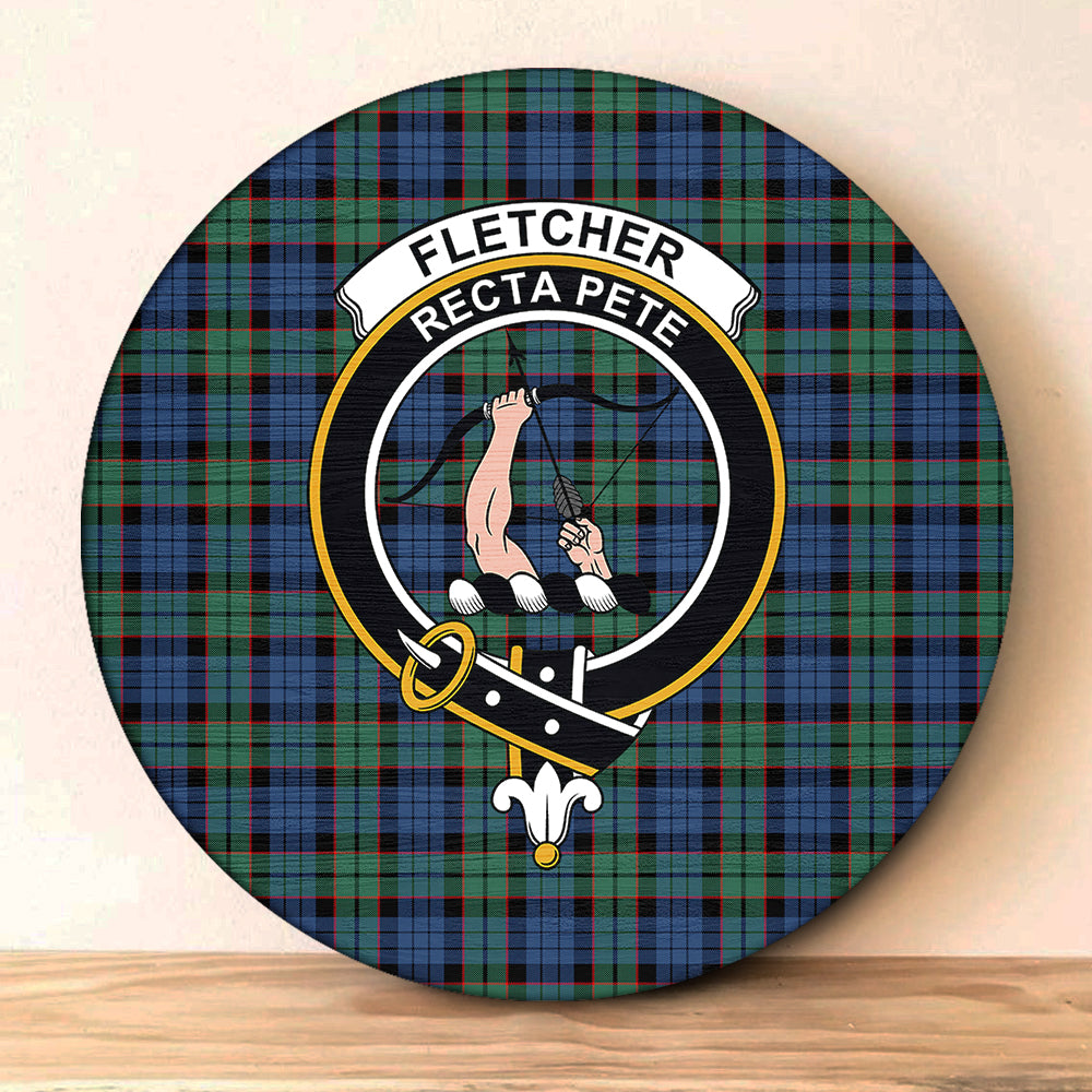 Fletcher Ancient Tartan Classic Crest Round Wooden Sign | Celticprime ...