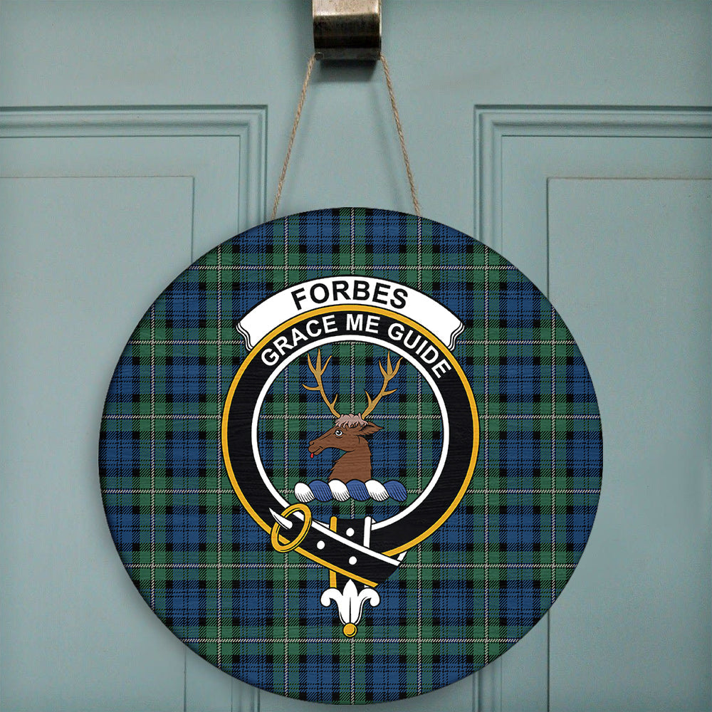 Forbes Ancient Tartan Classic Crest Round Wooden Sign | Celticprime.com ...