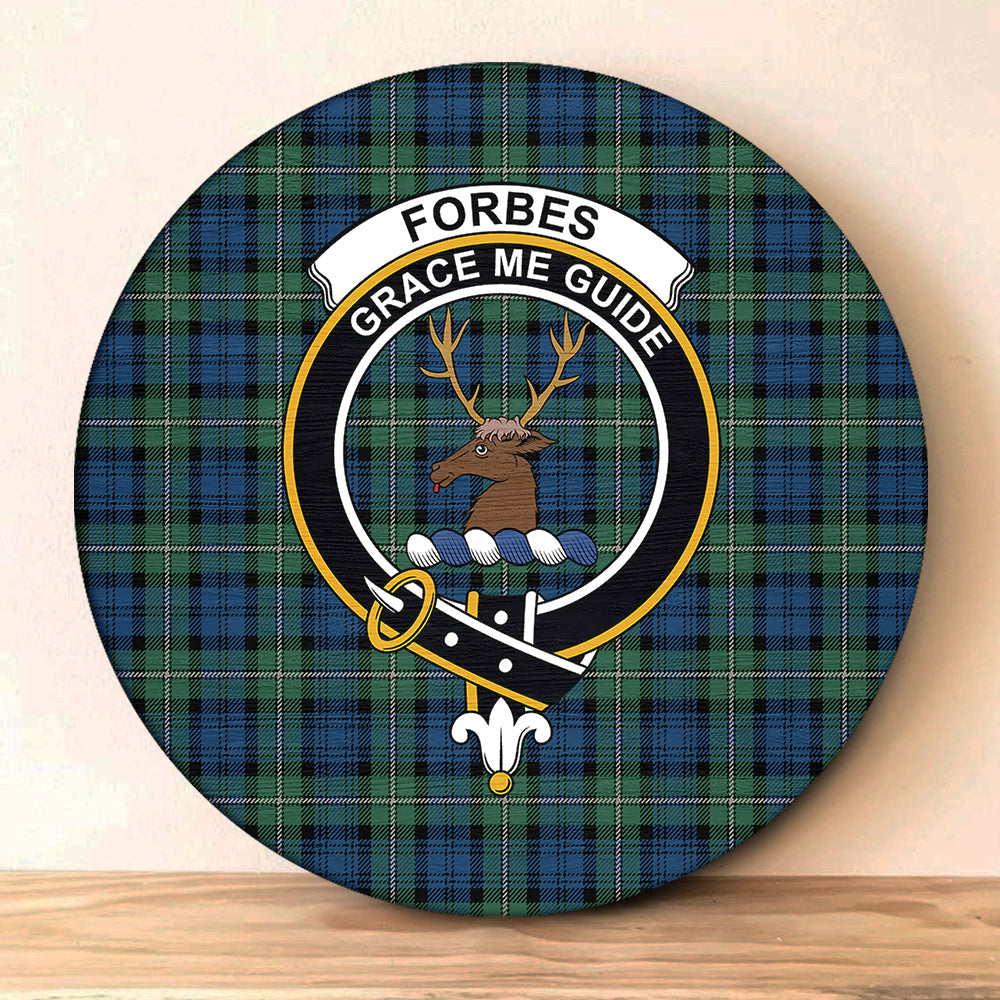 Forbes Ancient Tartan Classic Crest Round Wooden Sign | Celticprime.com ...