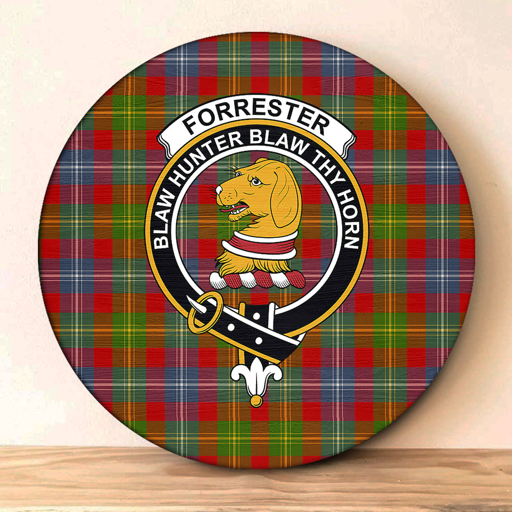 Forrester Tartan Classic Crest Round Wooden Sign | Celticprime.com ...