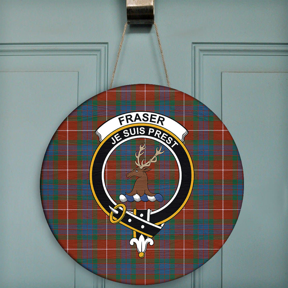 Fraser Ancient Tartan Classic Crest Round Wooden Sign | Celticprime.com ...