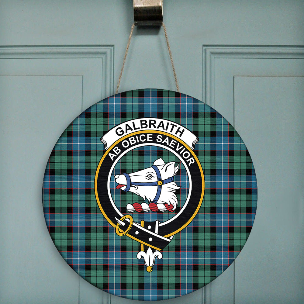 Galbraith Ancient Tartan Classic Crest Round Wooden Sign | Celticprime ...