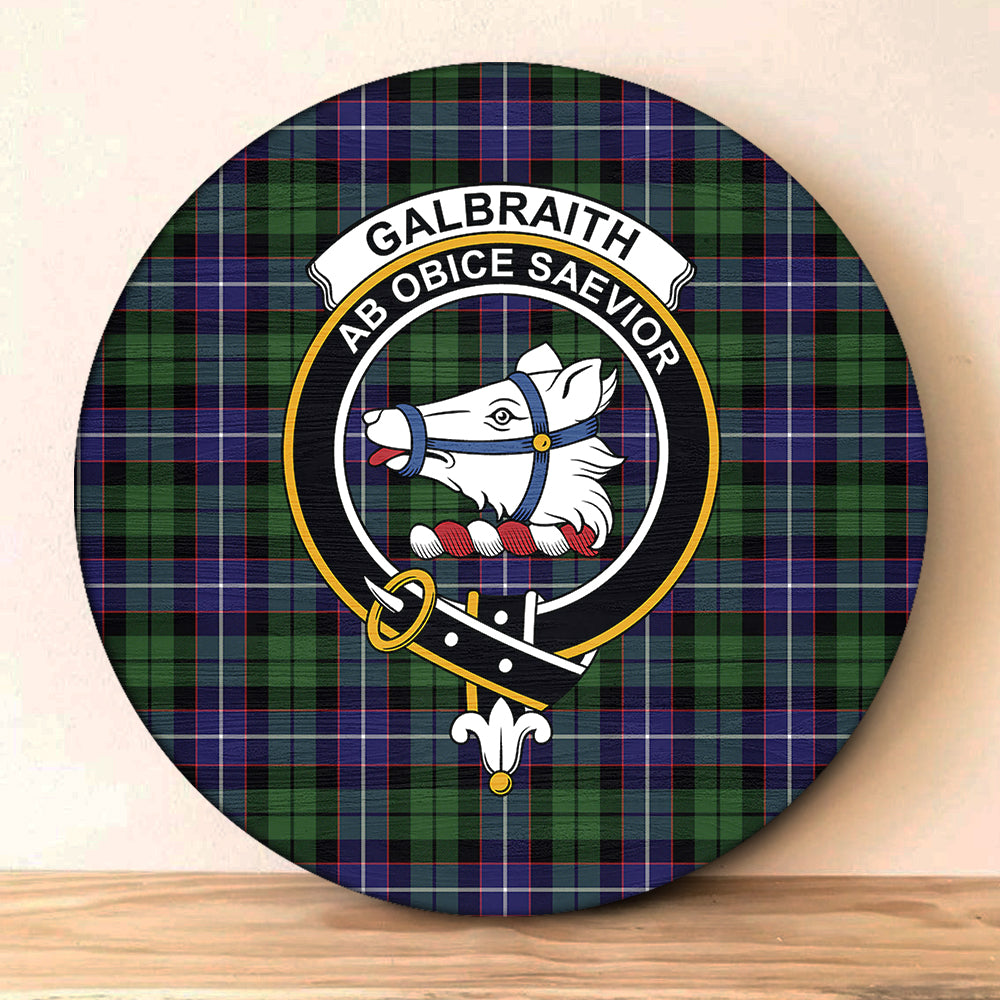 Galbraith Modern Tartan Classic Crest Round Wooden Sign | Celticprime ...