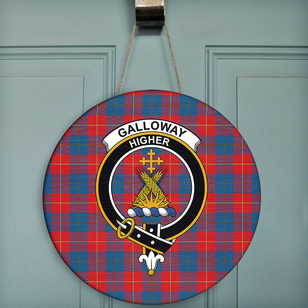 Galloway Red Tartan Classic Crest Round Wooden Sign | Celticprime.com ...