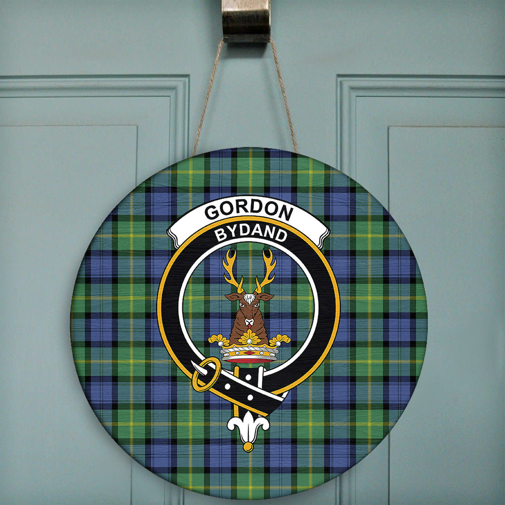 Gordon Old Ancient Tartan Classic Crest Round Wooden Sign | Celticprime ...