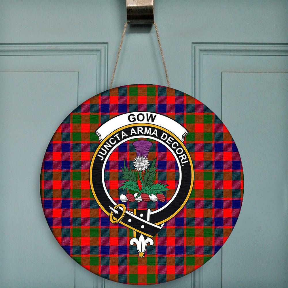 Gow Modern Tartan Classic Crest Round Wooden Sign | Celticprime.com ...