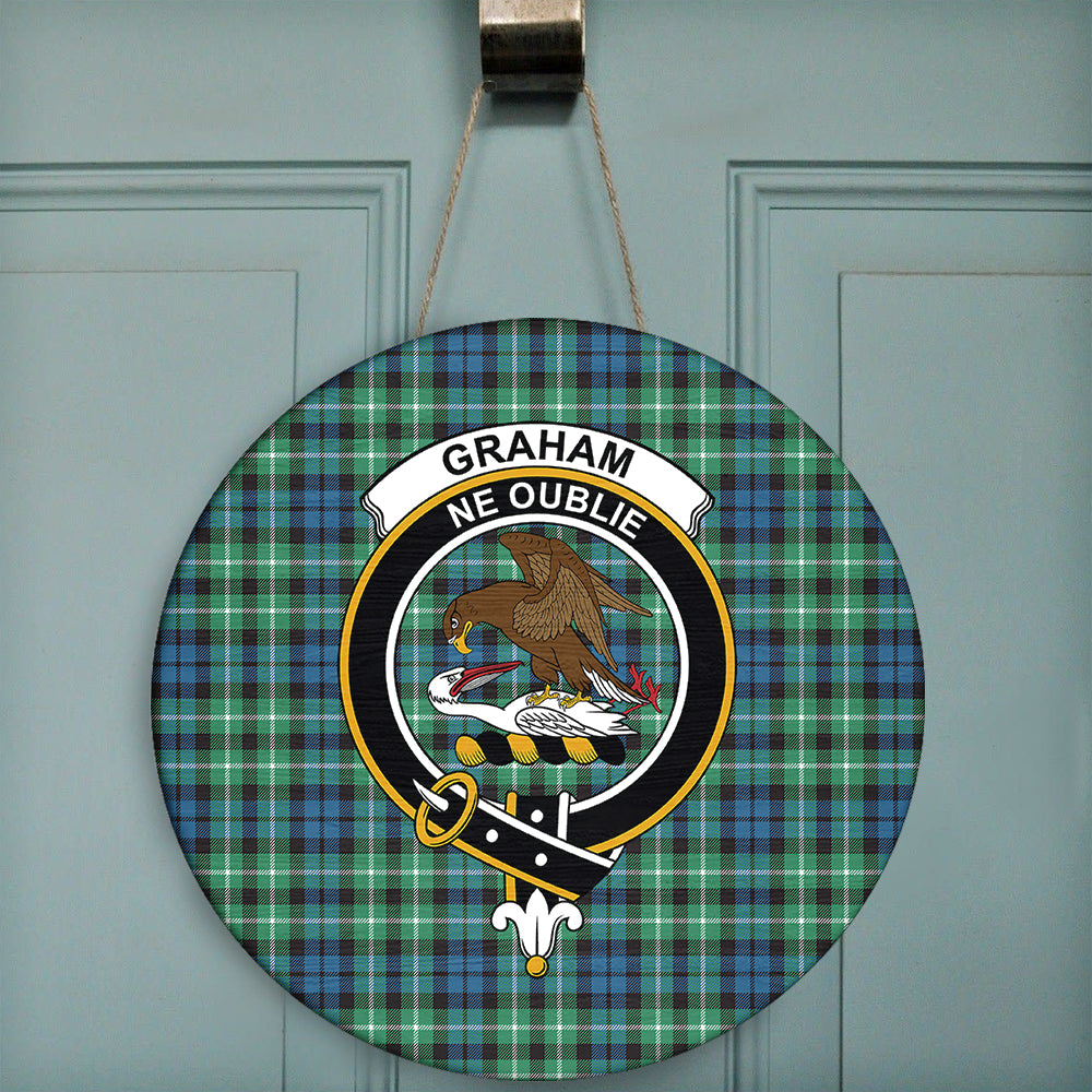 Graham of Montrose Ancient Tartan Classic Crest Round Wooden Sign ...