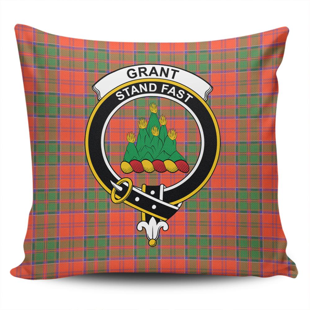 Grant Ancient Tartan Classic Crest Pillow Cover | Celticprime.com – celticprime