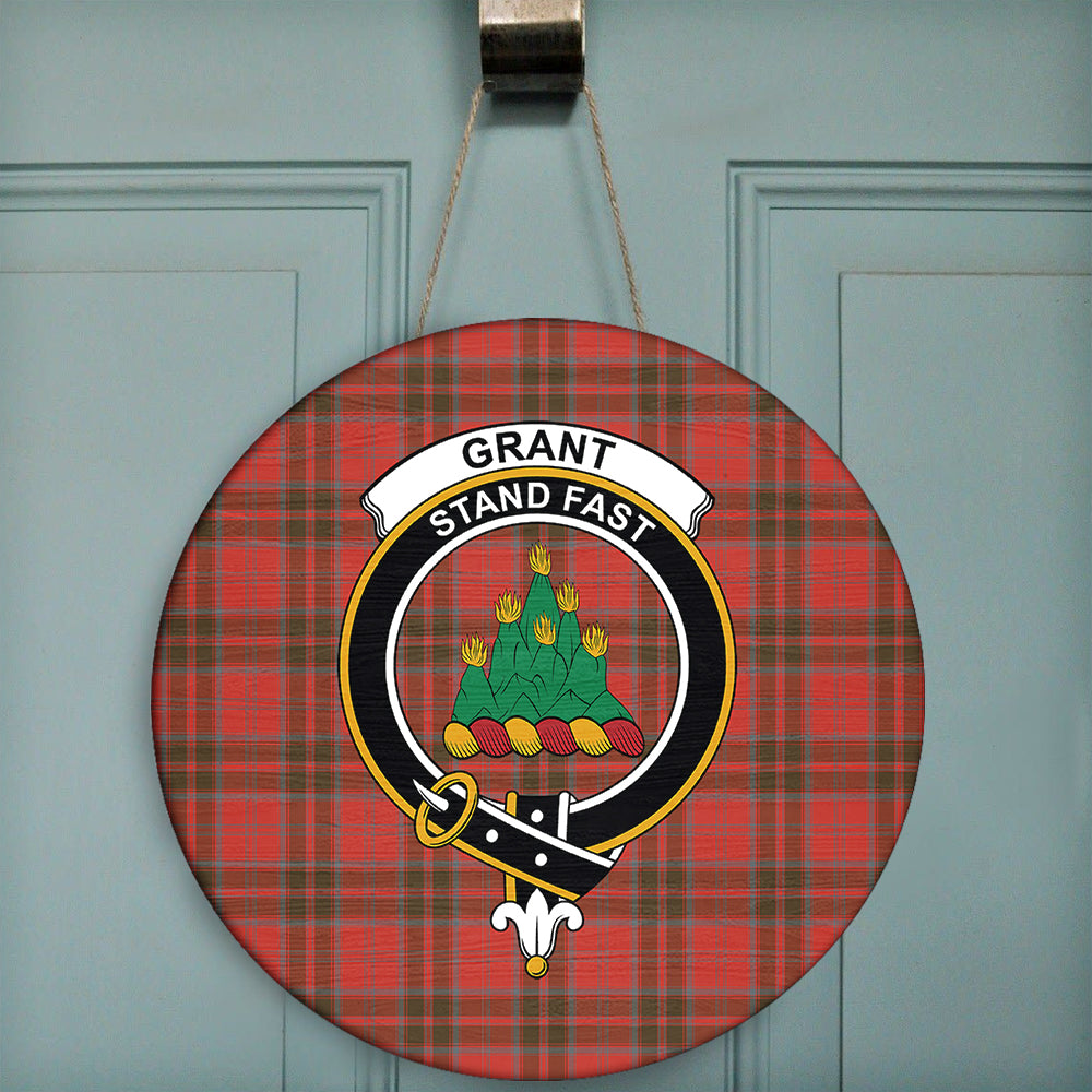 Grant Weathered Tartan Classic Crest Round Wooden Sign | Celticprime ...