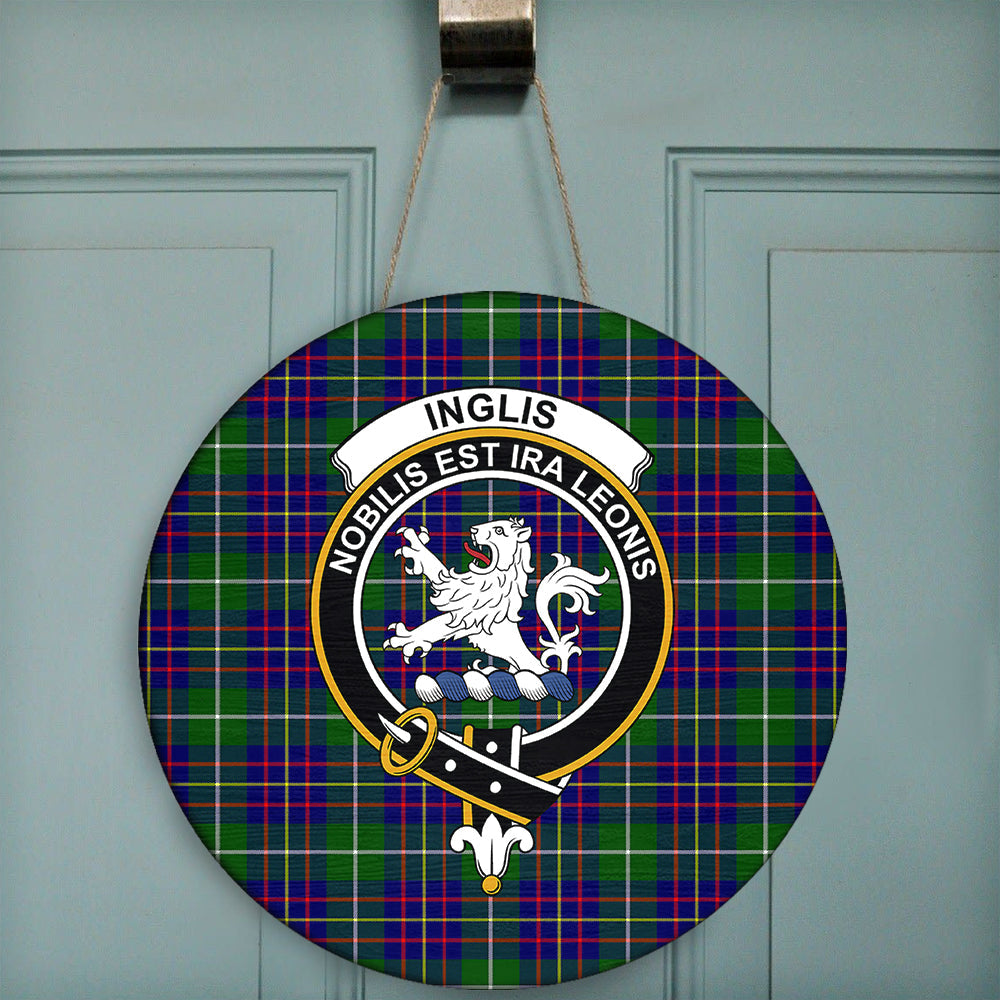 Inglis Modern Tartan Classic Crest Round Wooden Sign | Celticprime.com ...