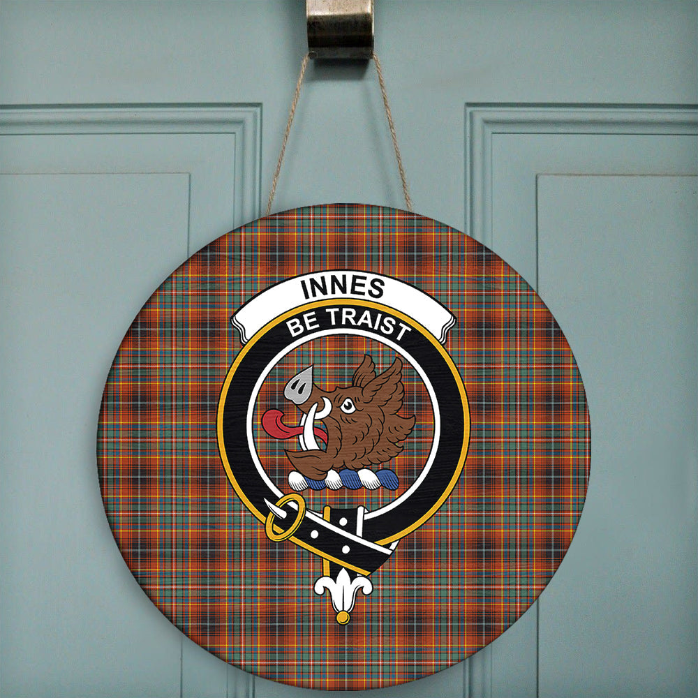 Innes Ancient Tartan Classic Crest Round Wooden Sign | Celticprime.com ...